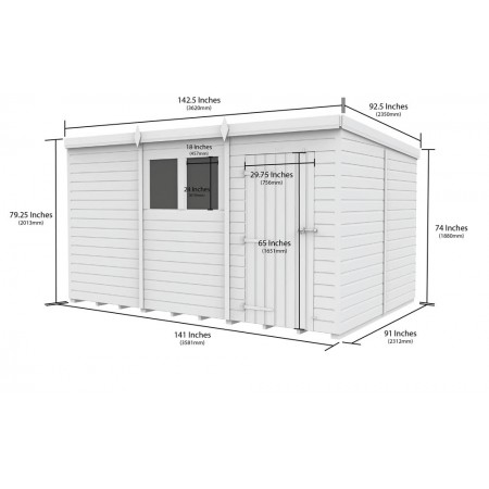 12ft x 8ft Pent Shed