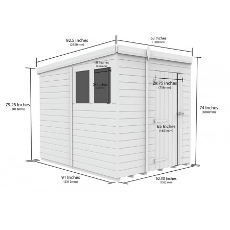 5ft x 8ft Pent Shed