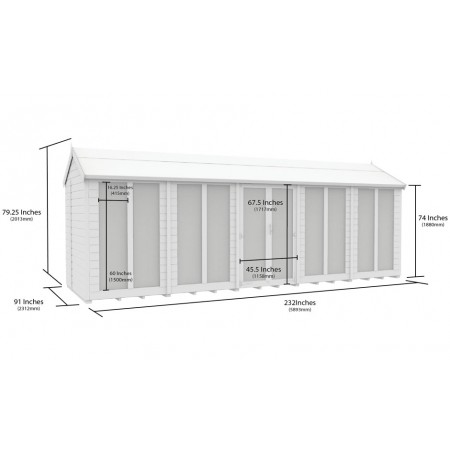 8ft x 20ft Apex Summer House (Full Height Window)
