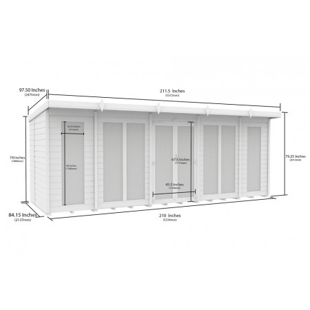 18ft x 7ft Pent Summer House (Full Height Window)