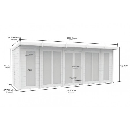 20ft x 5ft Pent Summer House (Full Height Window)