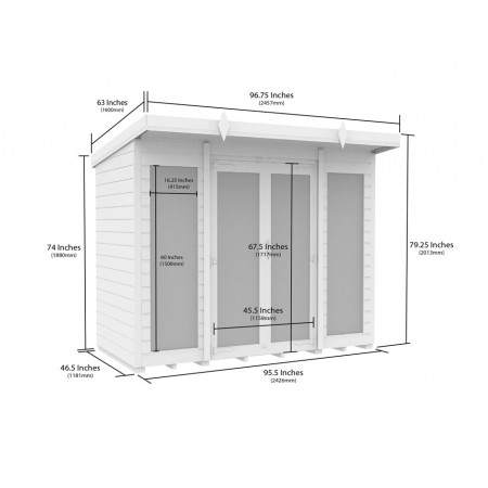 8ft x 4ft Pent Summer House (Full Height Window)