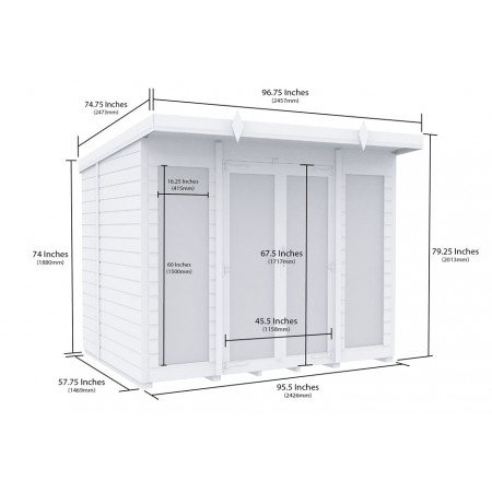 8ft x 5ft Pent Summer House (Full Height Window)