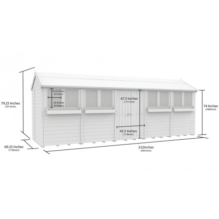 6ft x 20ft Apex Summer Shed