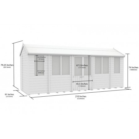 8ft x 18ft Apex Summer Shed