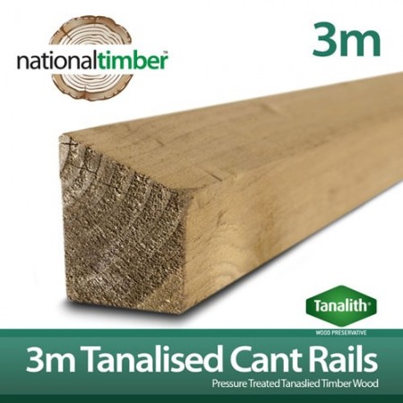 10ft Cant Rail Pressure Treated Tanalised Timber
